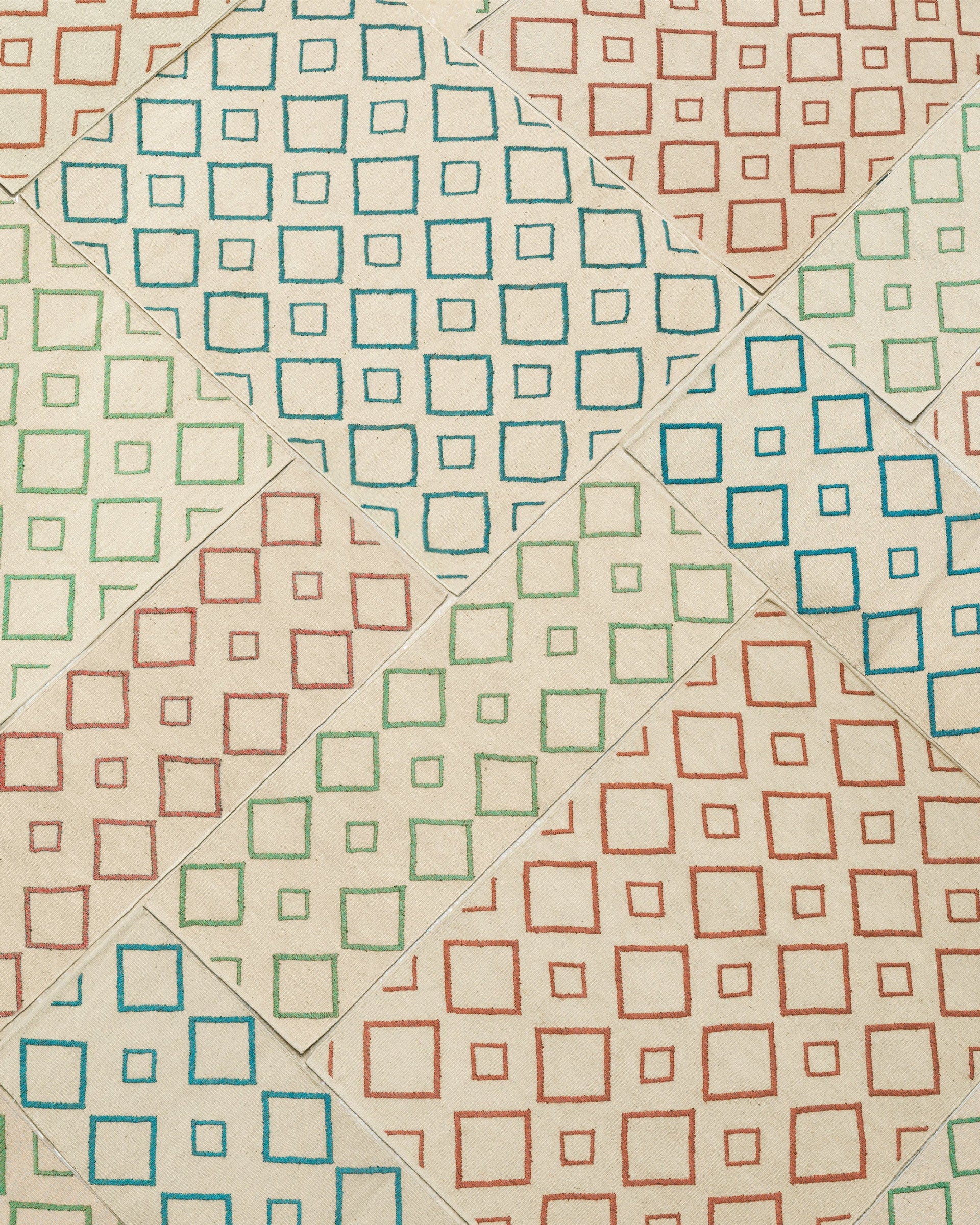 Blue Rhombus Geometric Wool and Jute Rug – Birdie Fortescue