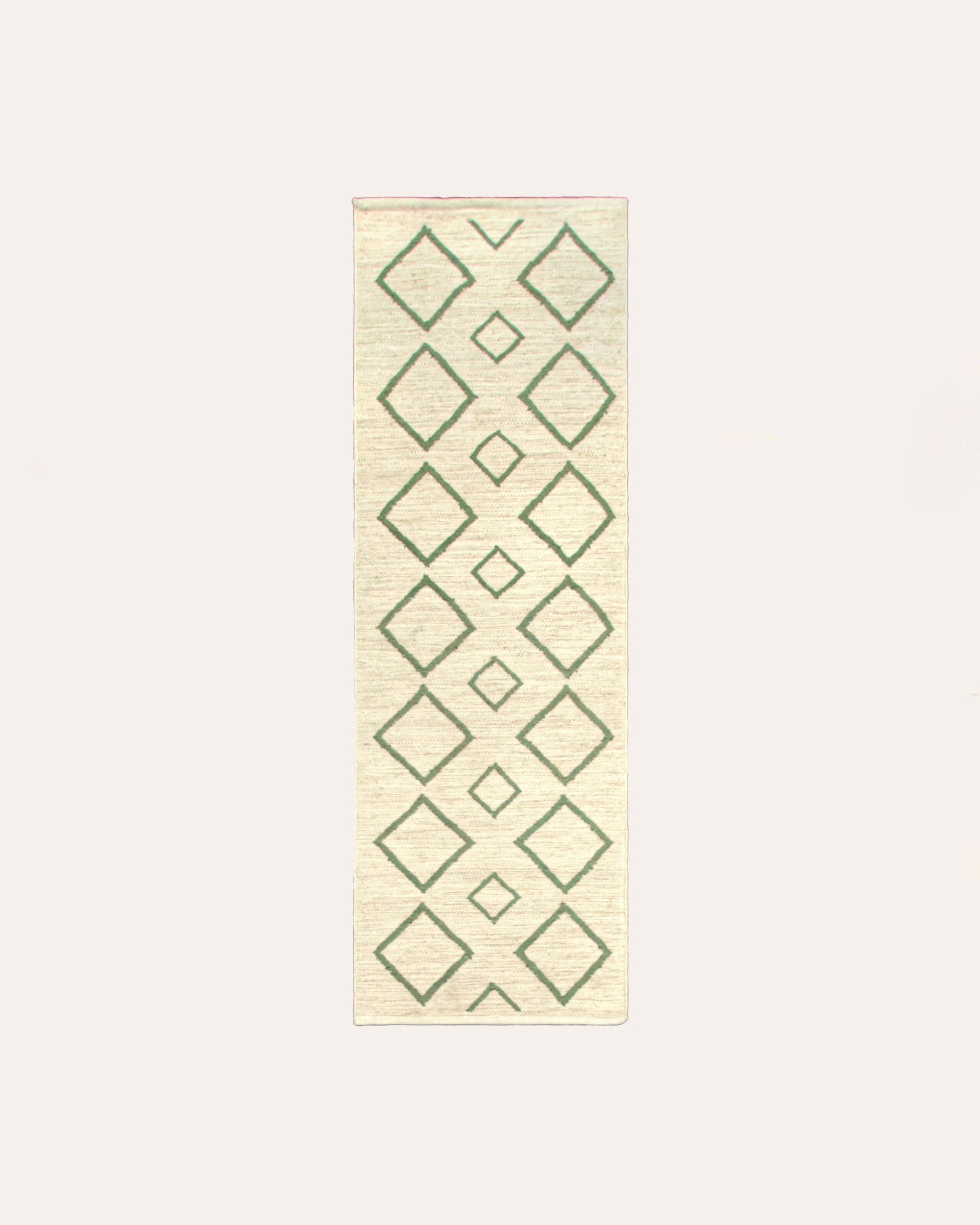 Green Rhombus Geometric Wool and Jute Rug – Birdie Fortescue