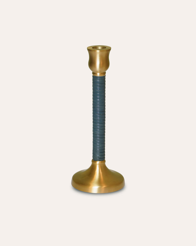 Rattan & Brass Candlestick - Blue – Birdie Fortescue