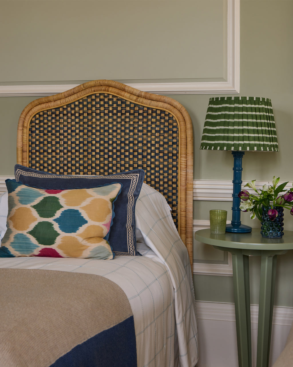 Single Rattan Headboard - Blue – Birdie Fortescue