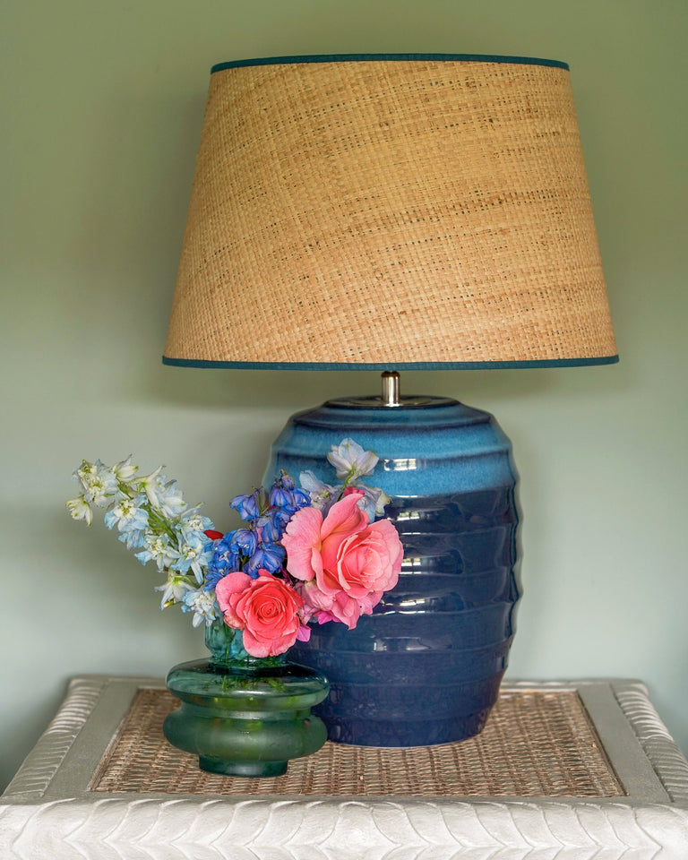 Remolino Swirl Print Pleated Lampshade - Blue – Birdie Fortescue