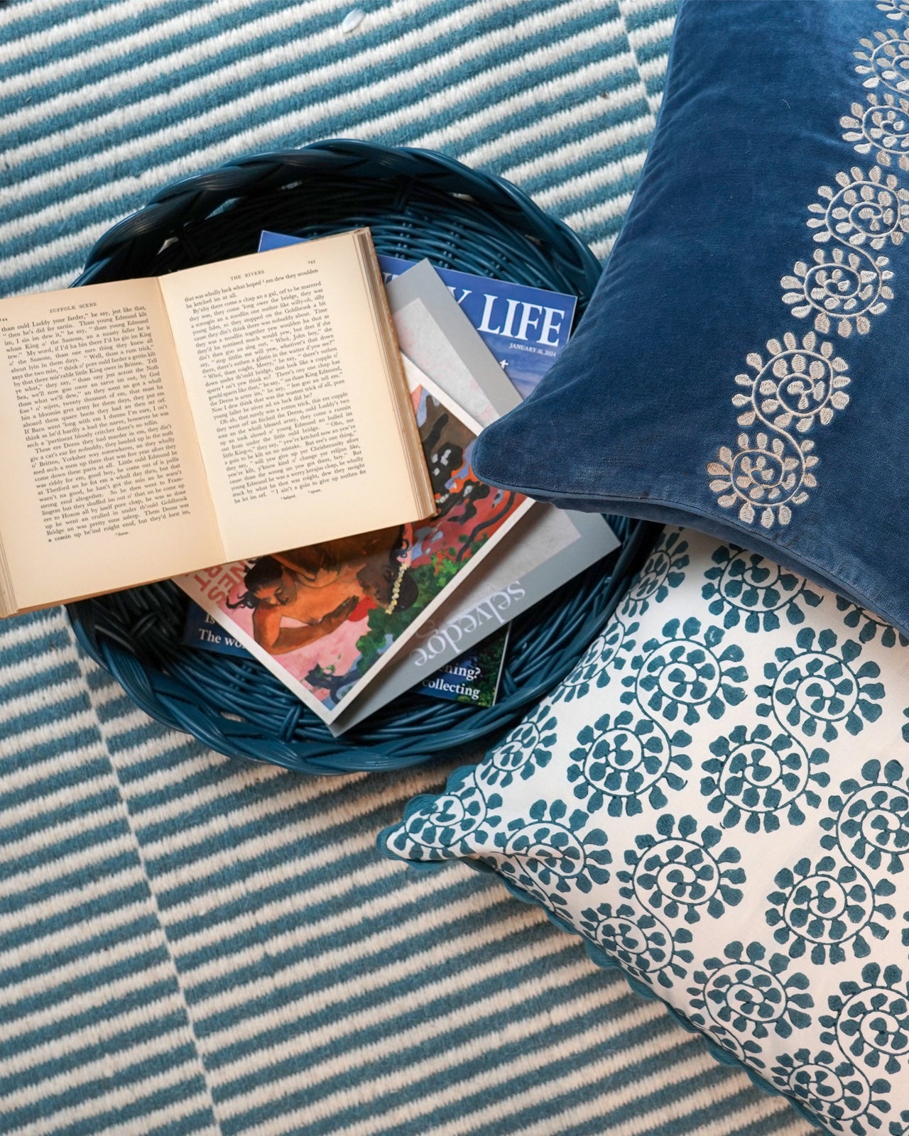 Striped Panel Rug - Blue – Birdie Fortescue