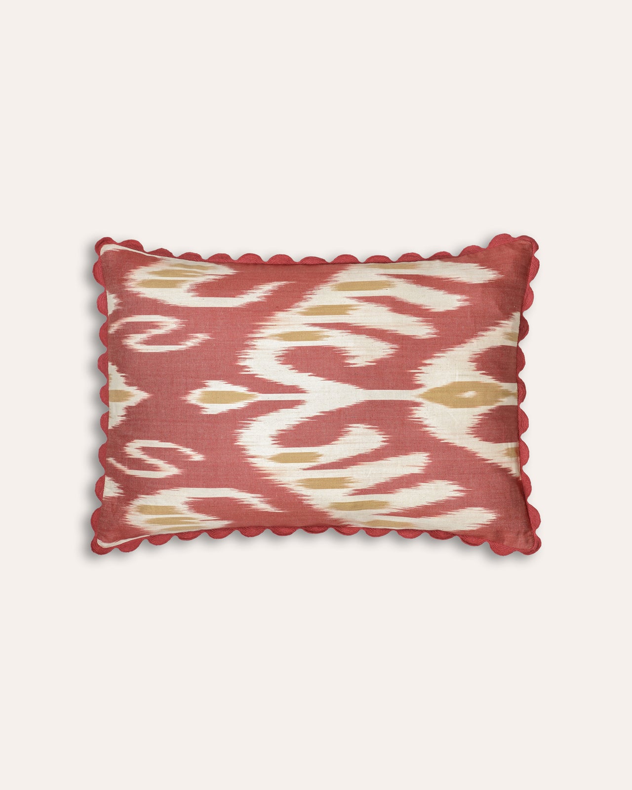 SS25 - Cotton Ikat Cushion - Red & Gold – Birdie Fortescue