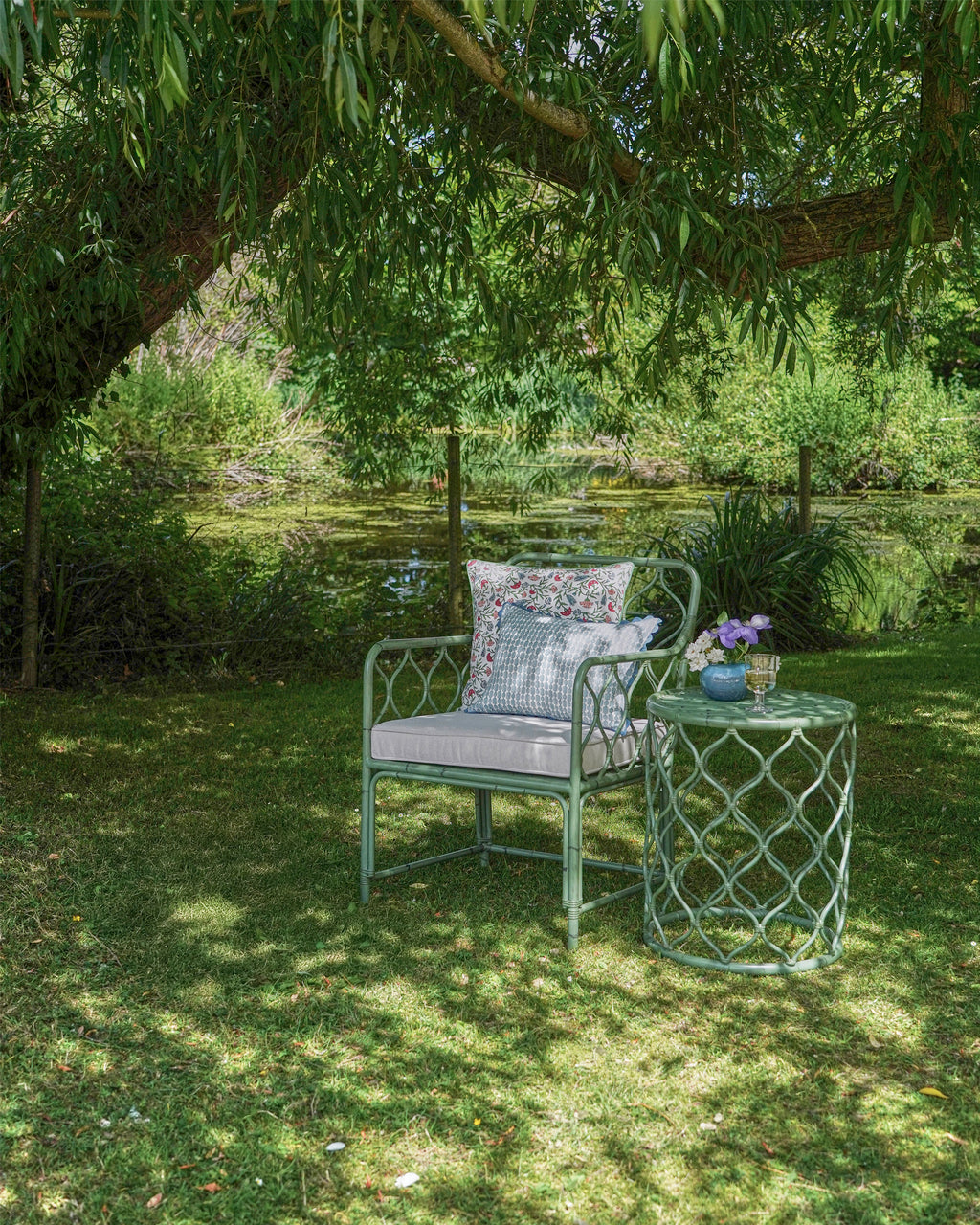 Curato Garden Armchair in Green | Weatherproof Outdoor Chair by Birdie ...