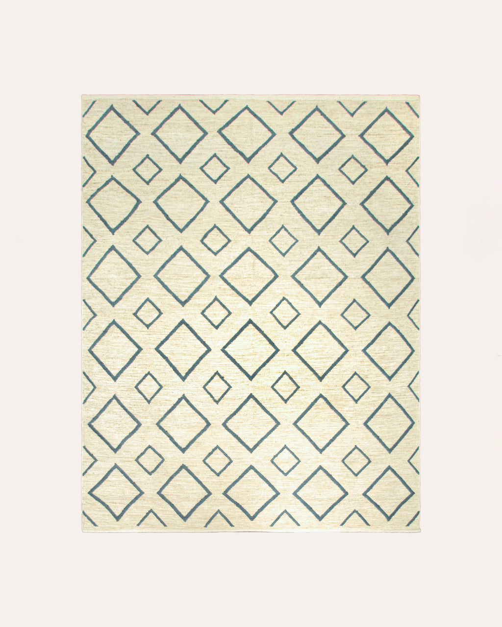 Blue Rhombus Geometric Wool and Jute Rug – Birdie Fortescue