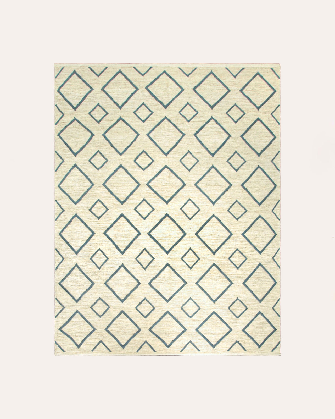 Blue Rhombus Geometric Wool and Jute Rug – Birdie Fortescue