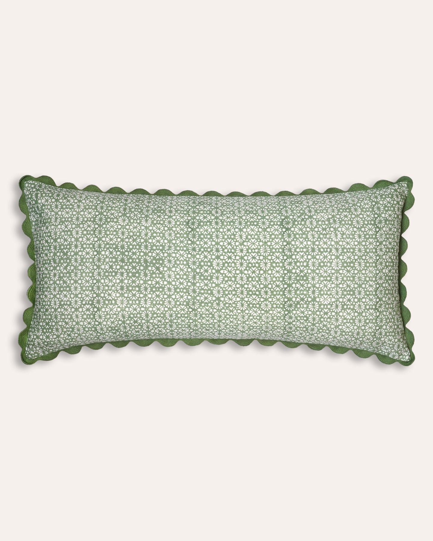 Margarita Block Printed Bolster Cushion - Green – Birdie Fortescue