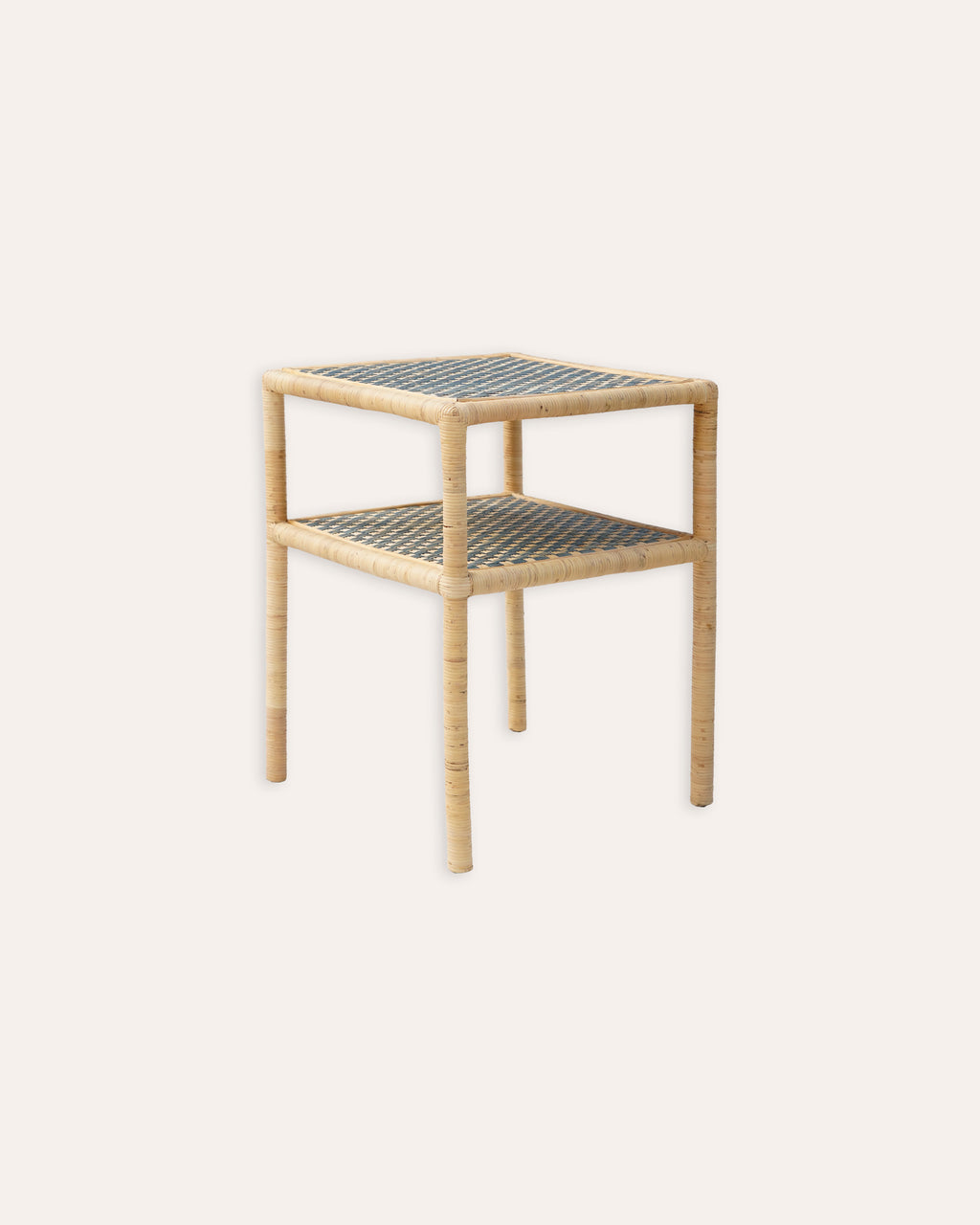Rattan Side Table - Blue & Natural – Birdie Fortescue