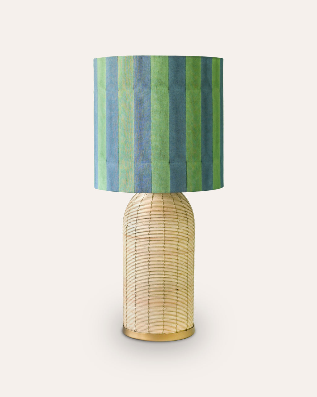 31cm Striped Drum Lampshade - Green & Blue - Medium – Birdie Fortescue