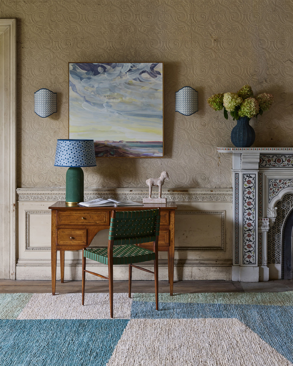 Scallop Paper Printed Lampshade – Blue | Birdie Fortescue