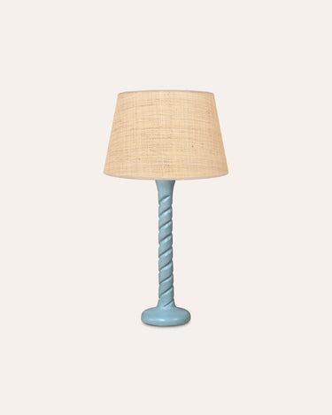 Small Twisted Wooden Table Lamp - Light Blue – Birdie Fortescue